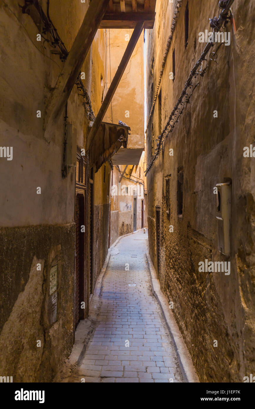 Ancient streets of Fes Medina, Morocco Stock Photo - Alamy