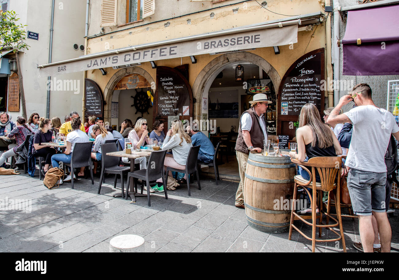Street Cafe In Antibes Cote D'Azure France Stock Photo - Alamy