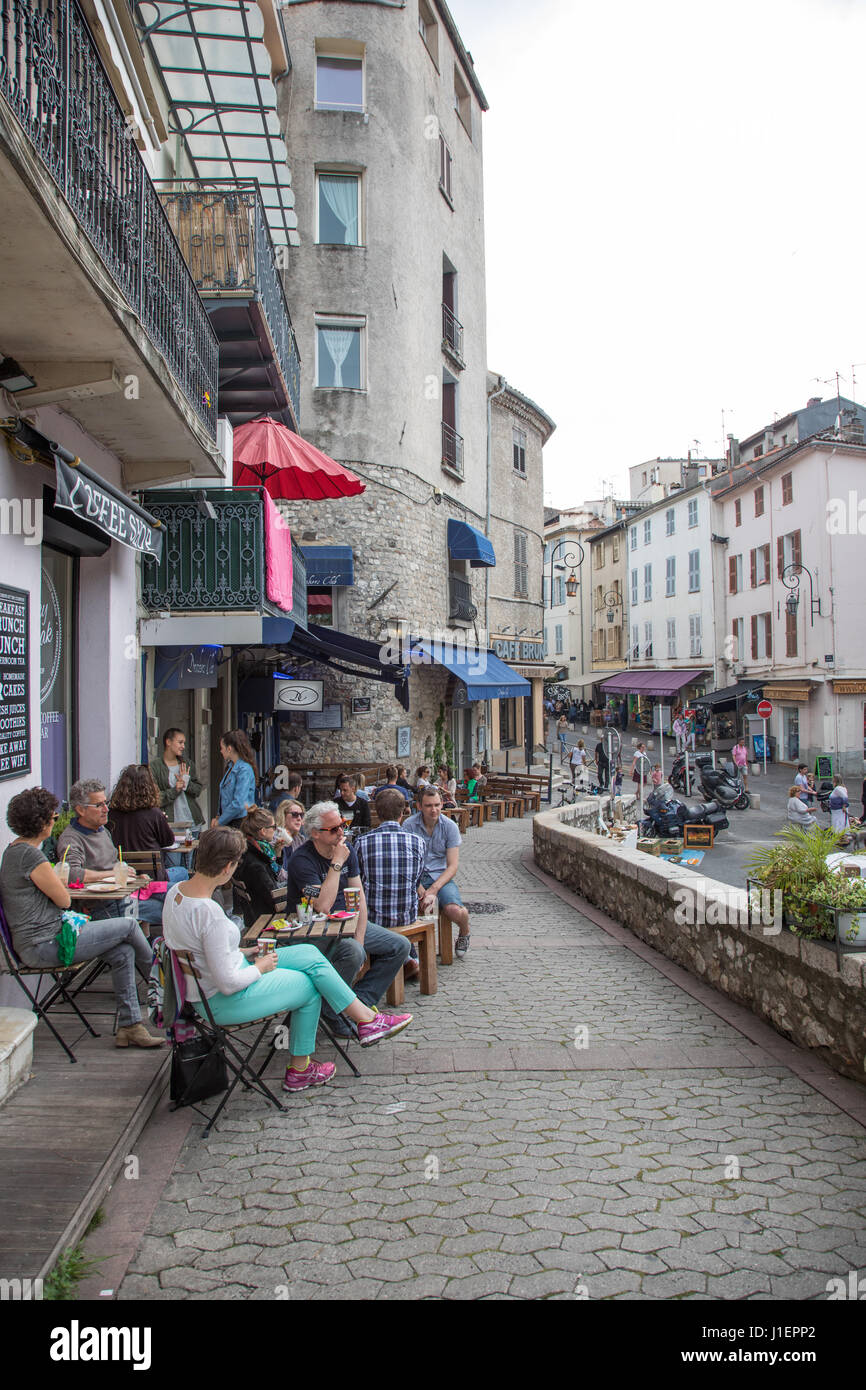 Cafe Antibes Cote D'Azure France Stock Photo - Alamy