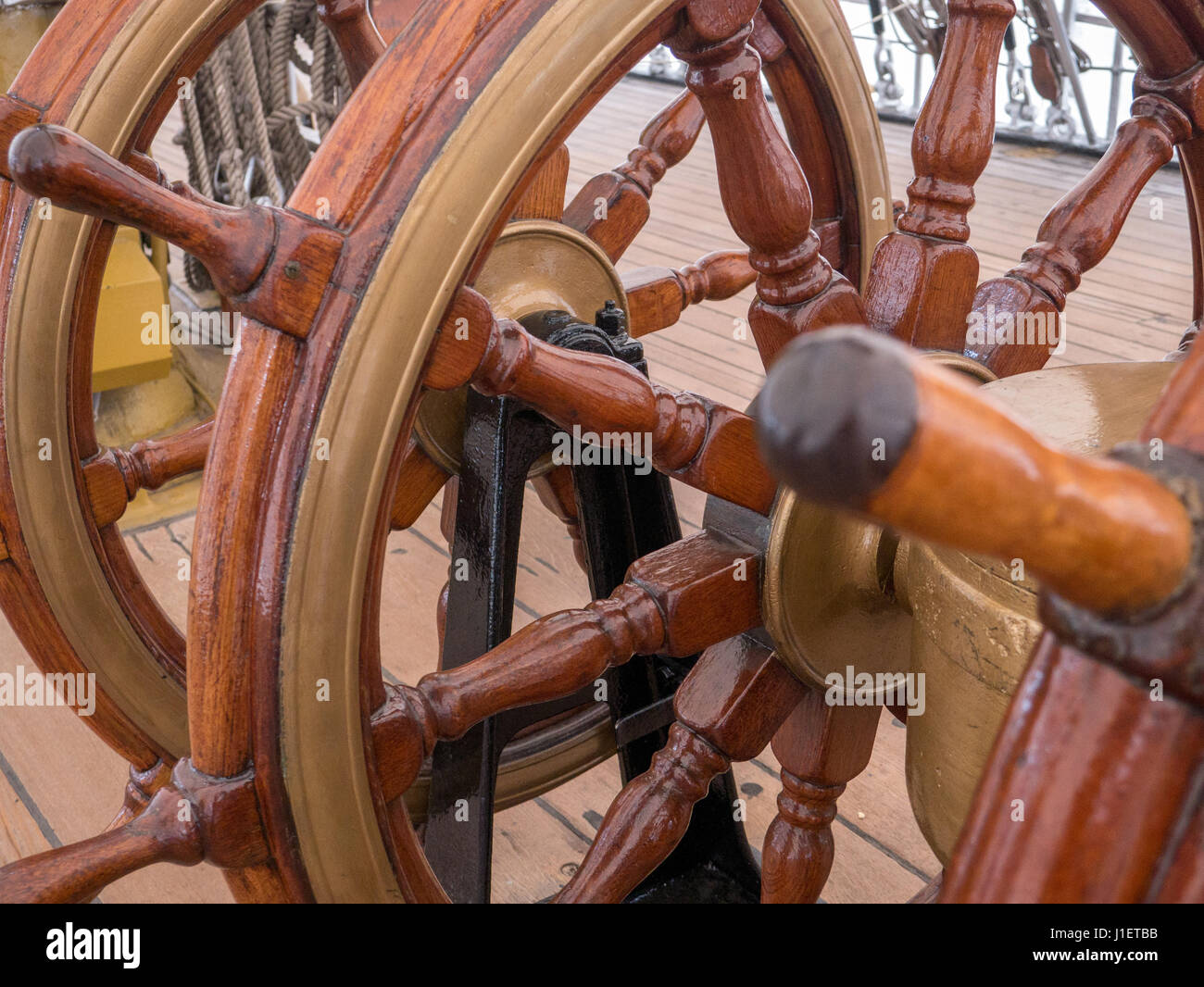 Wooden steering wheel bridge hi-res stock photography and images - Alamy