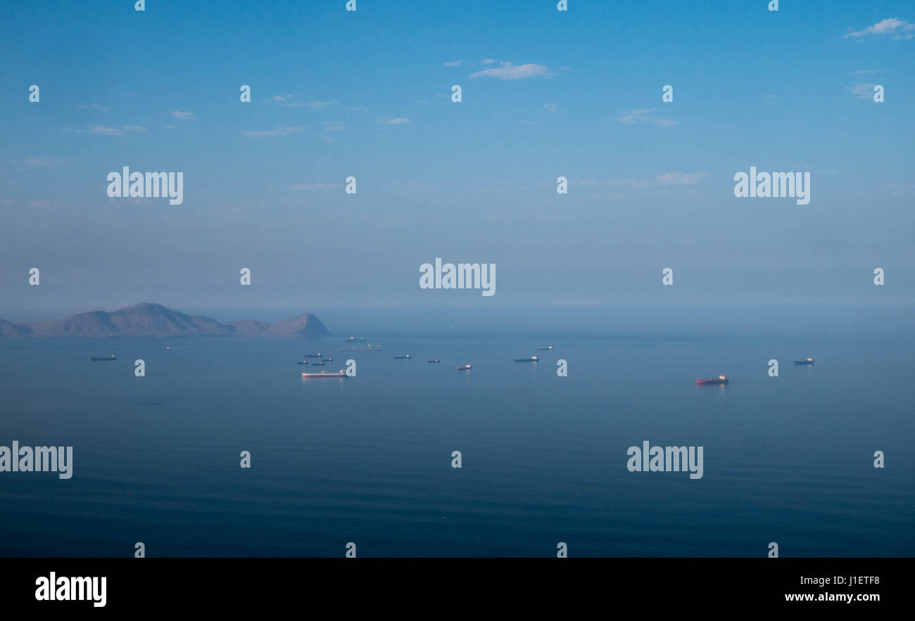 Aerial view of ships at Lima bay in Peru Stock Photo - Alamy