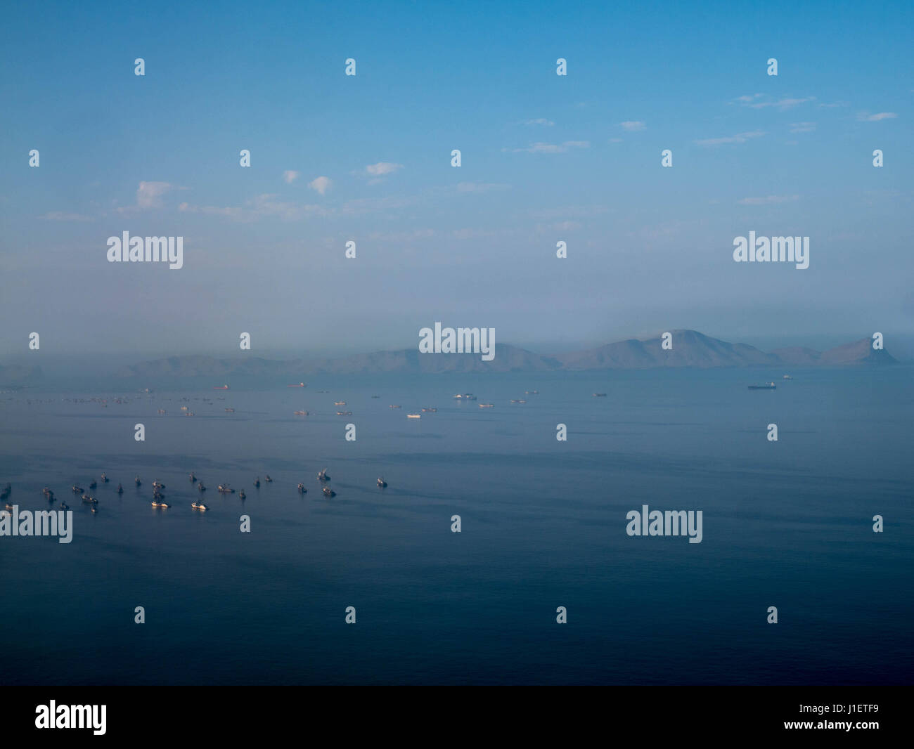 Aerial view of ships at Lima bay in Peru Stock Photo - Alamy
