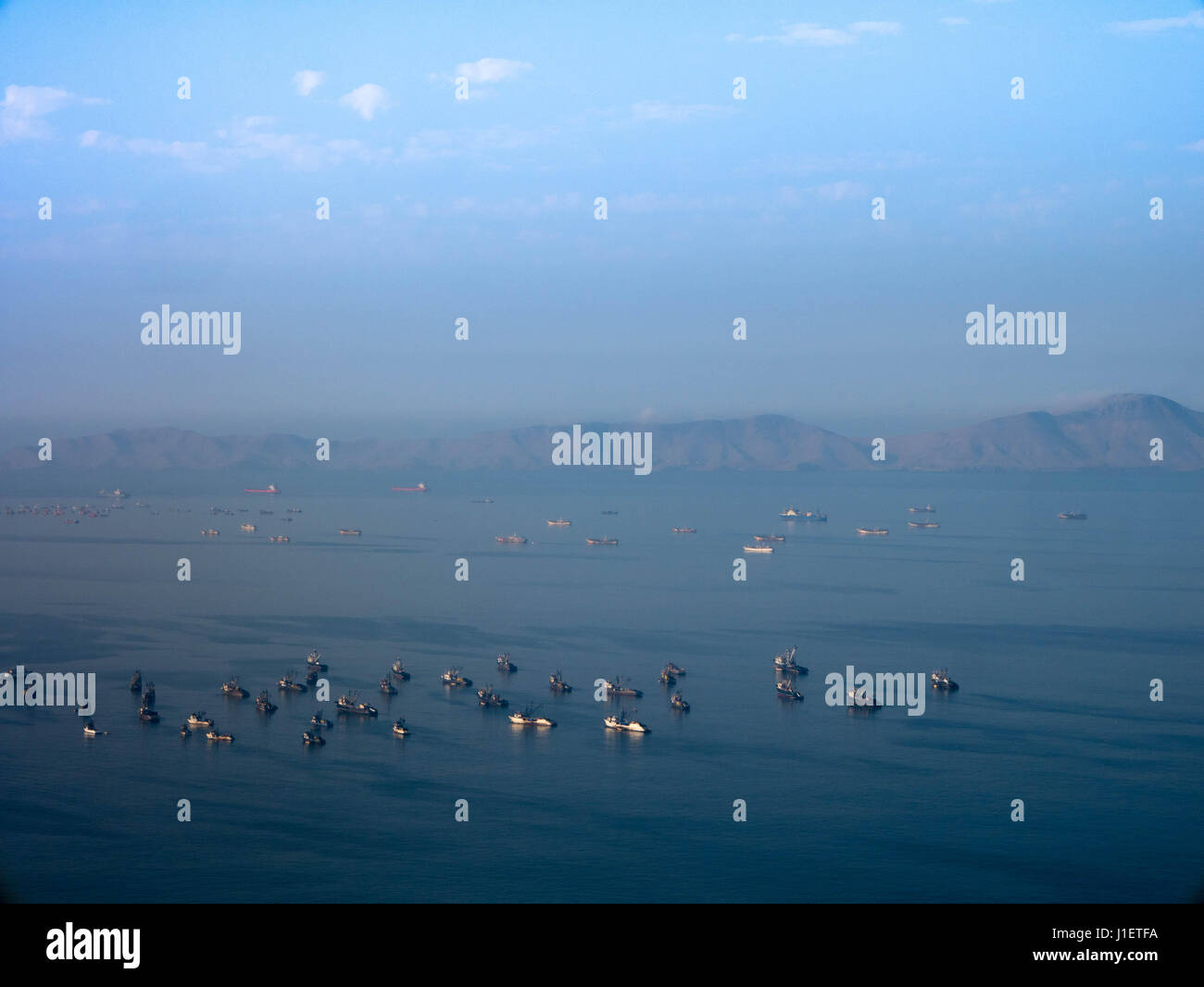 Aerial view of ships at Lima bay in Peru Stock Photo - Alamy