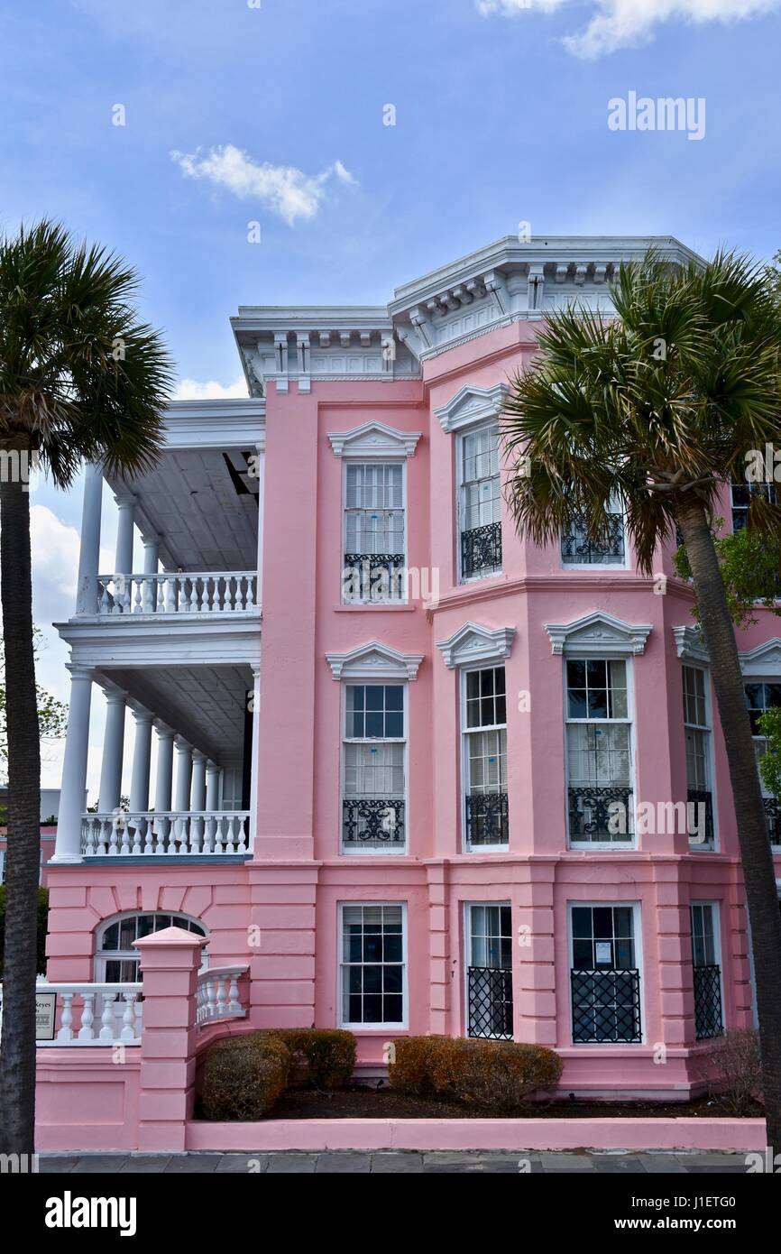 Beautiful pink colonial home on East battery street Charleston, South ...