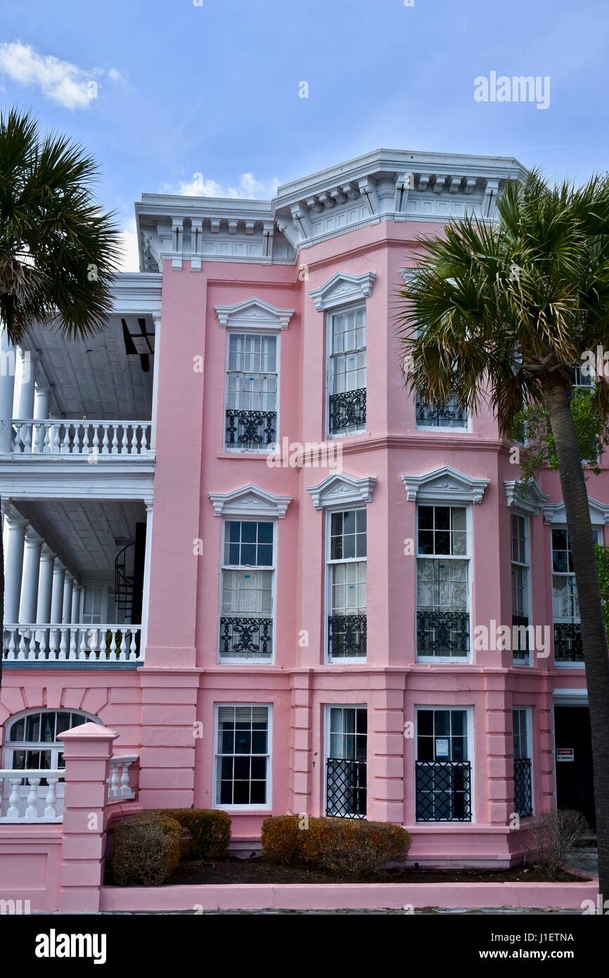 Beautiful pink colonial home on East battery street Charleston, South ...
