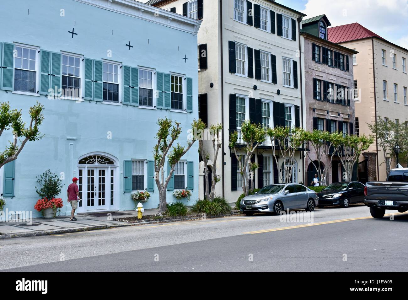 Charleston, South Carolina rainbow row Stock Photo - Alamy