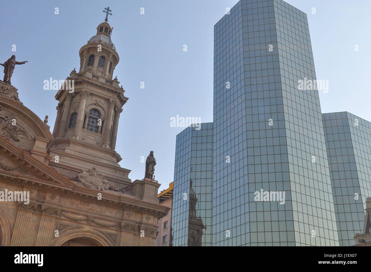 Metropolitan Cathedral, Plaza de Armas Main Square, Santiago de Chile ...