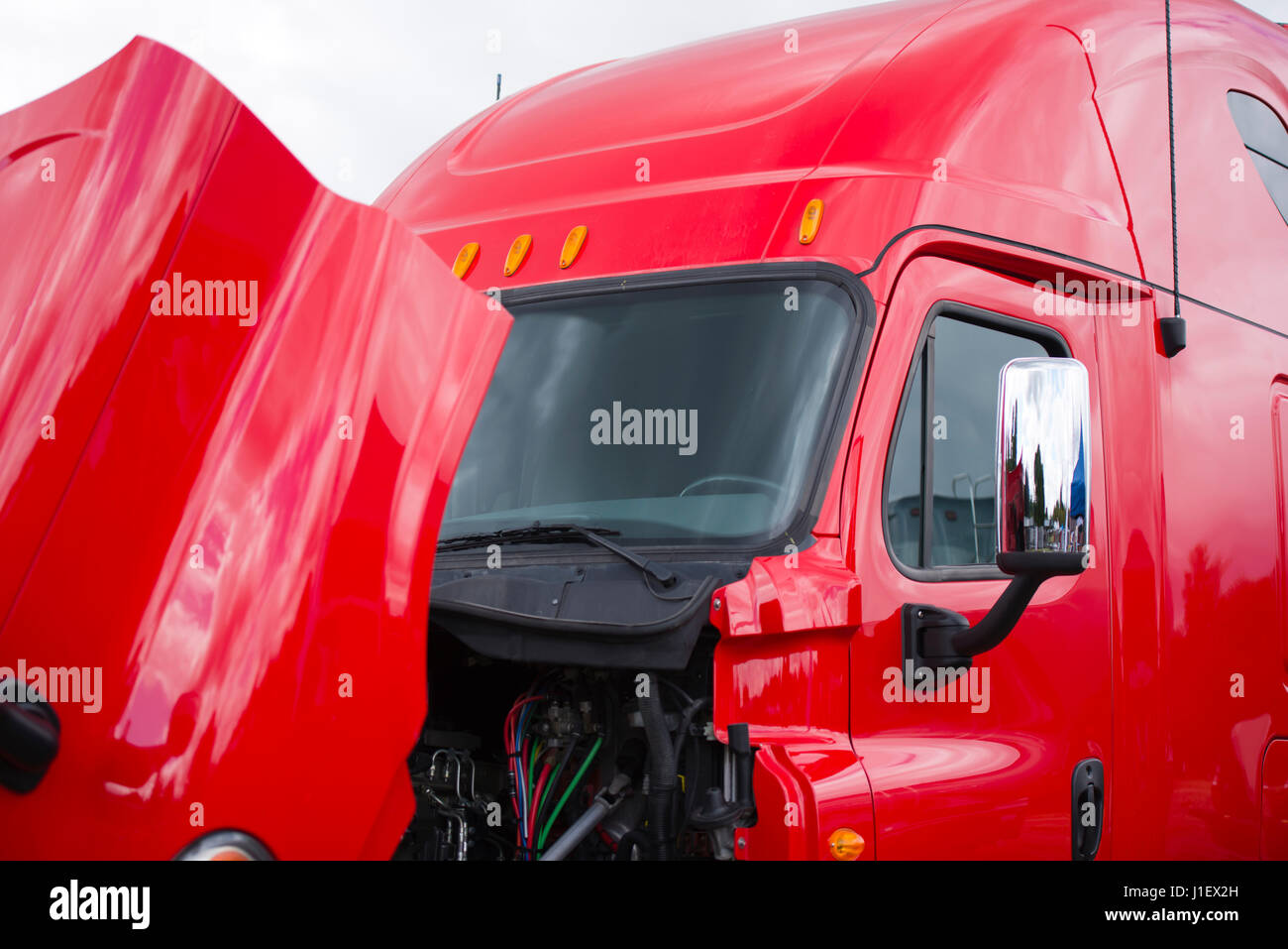 Modern red tractor with a cab hi-res stock photography and images - Alamy