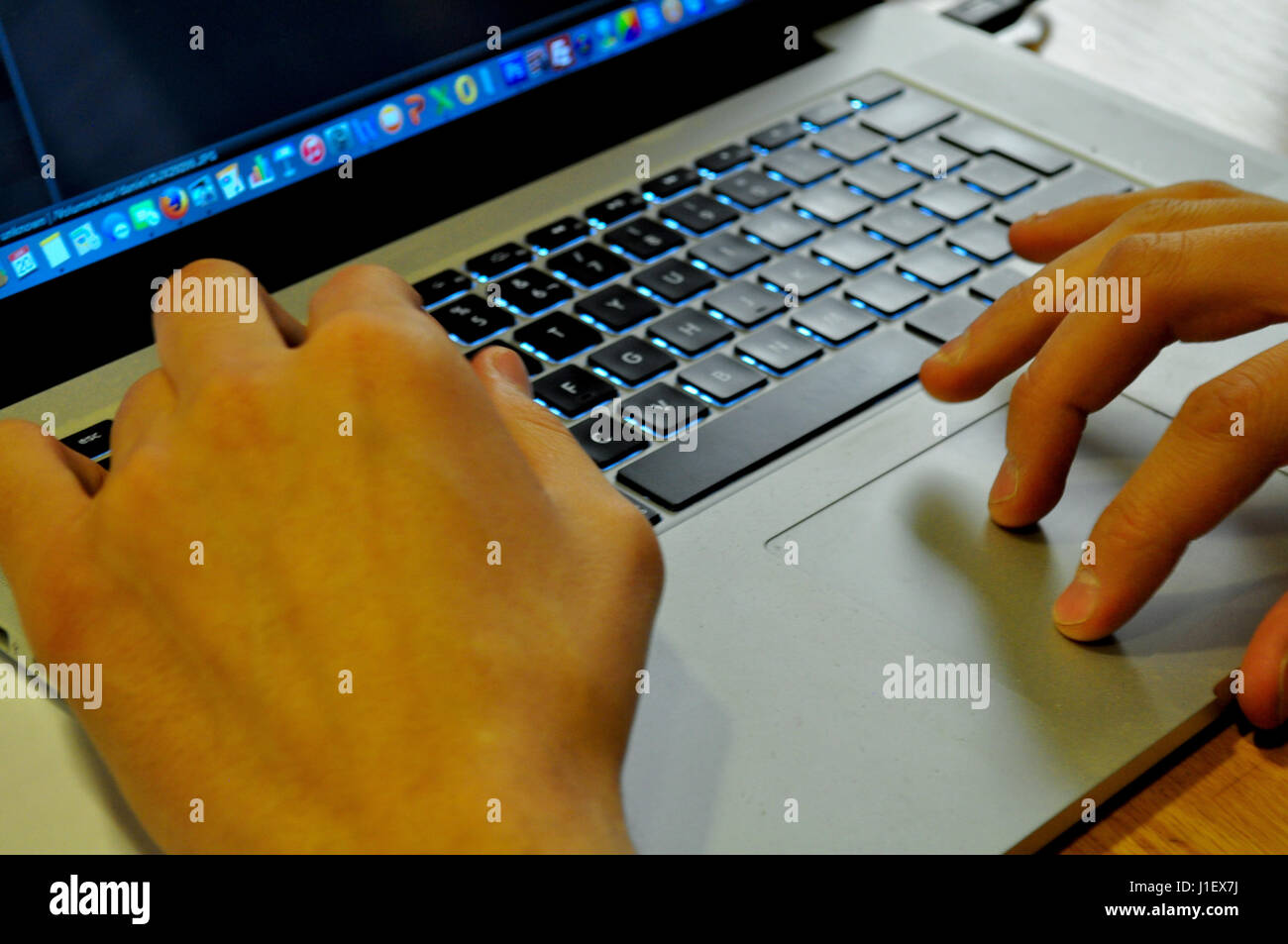 Male hands texting laptop in hi-res stock photography and images - Alamy