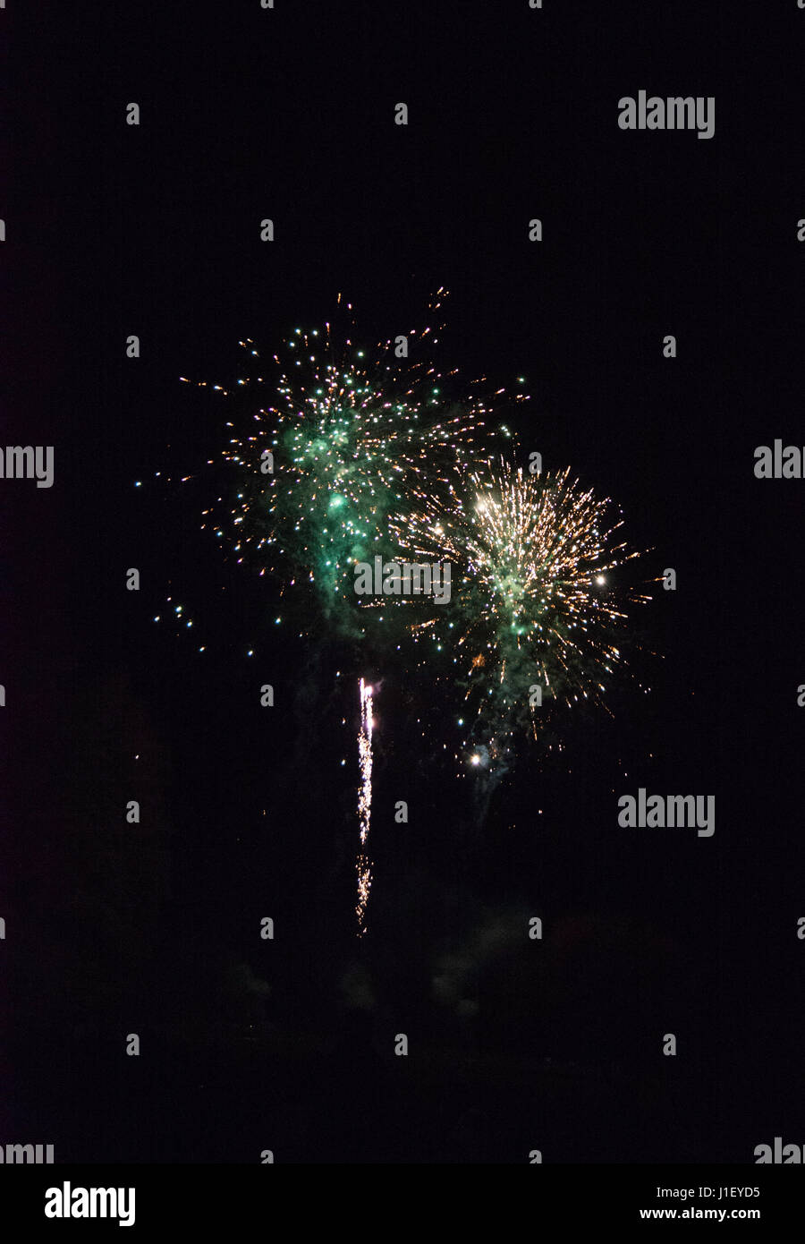 Beautiful colourful fireworks explode in hi-res stock photography and ...