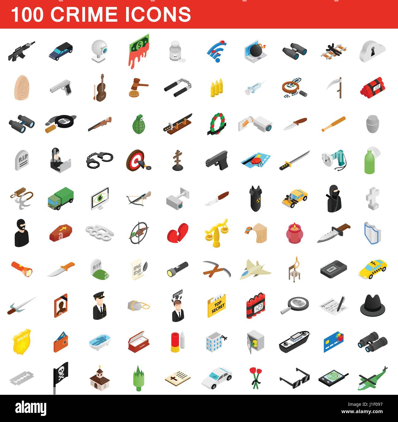 100 crime icons set, isometric 3d style Stock Vector Image & Art - Alamy