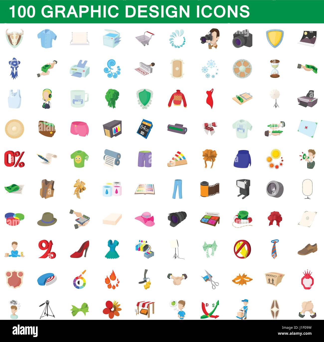 100 graphic design icons set, cartoon style Stock Vector Image & Art ...