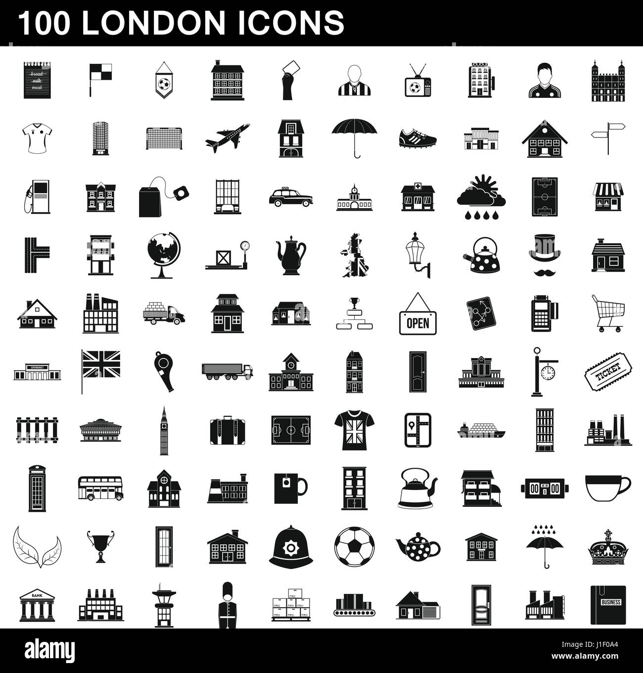 100 london icons set, simple style Stock Vector Image & Art - Alamy