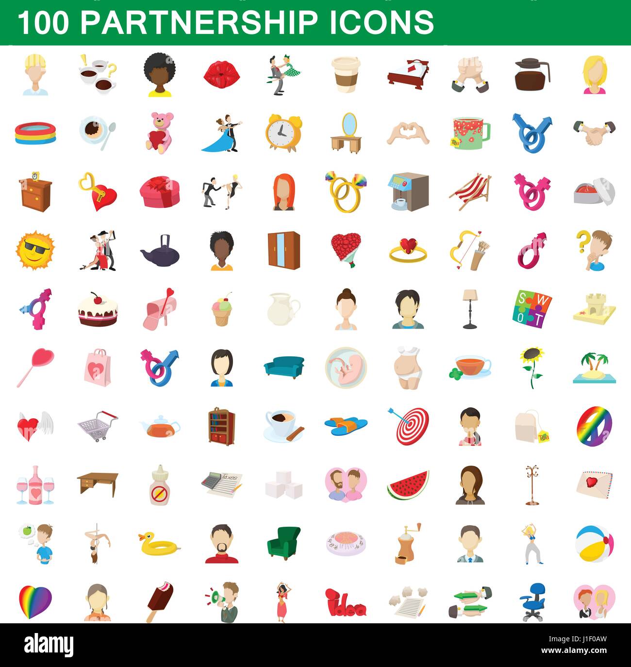 100 partnership icons set, cartoon style Stock Vector Image & Art - Alamy