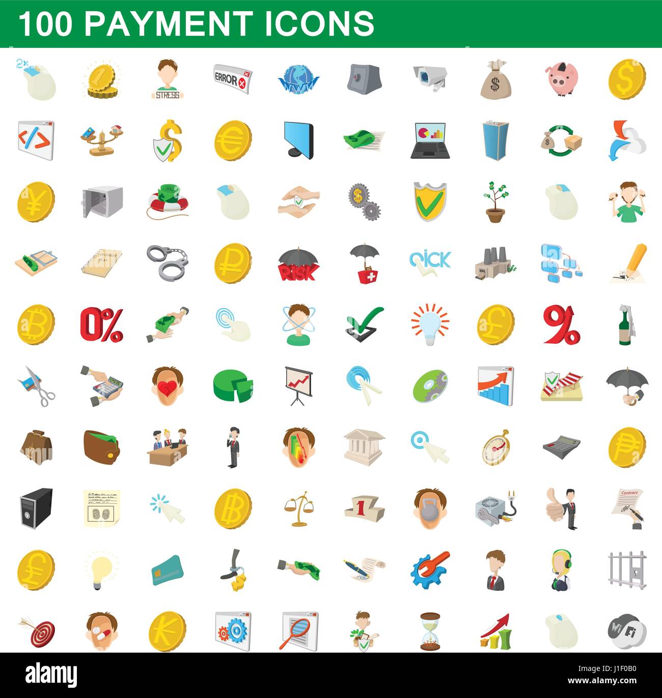 100 payment icons set, cartoon style Stock Vector Image & Art - Alamy