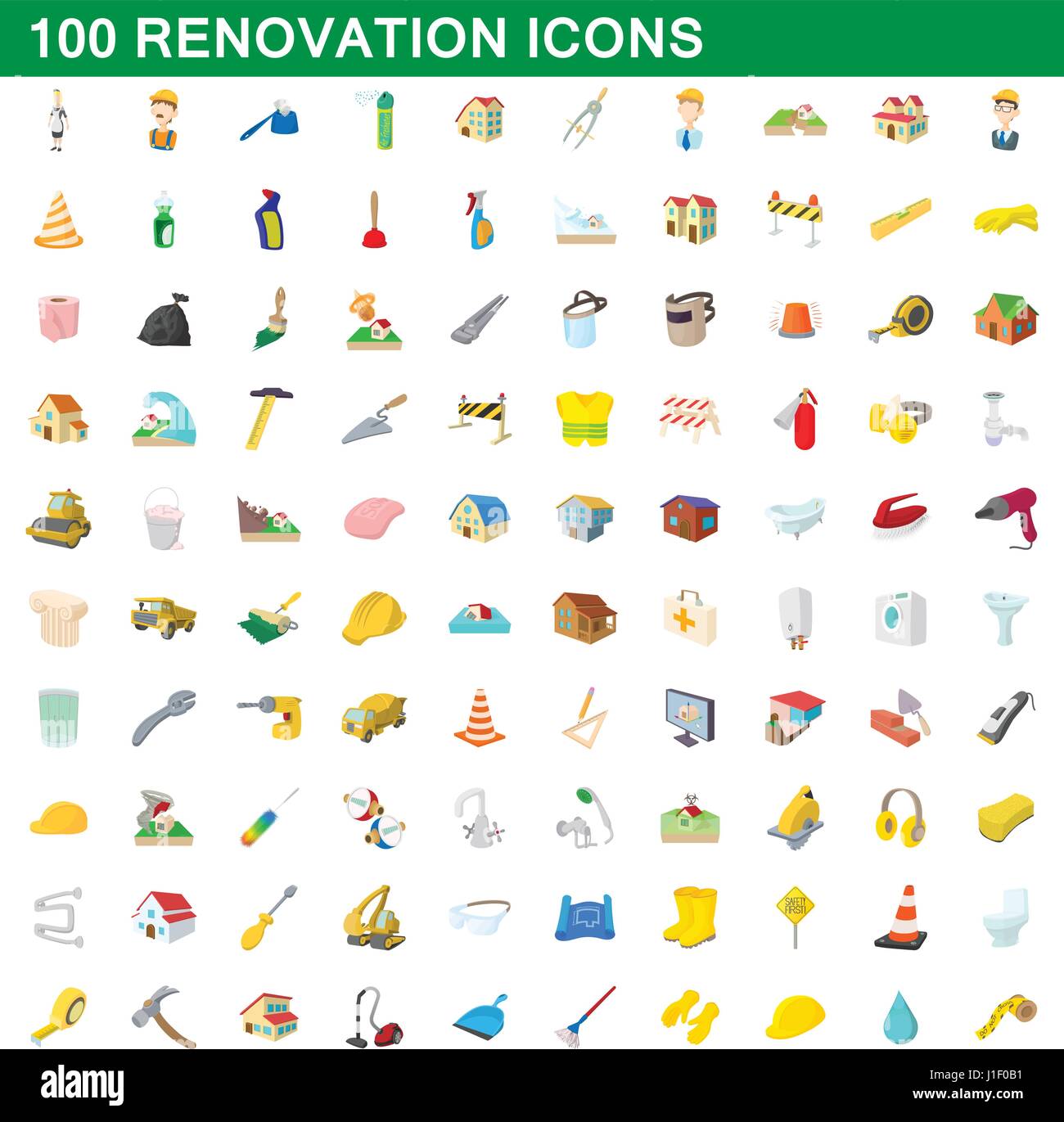 100 renovation icons set, cartoon style Stock Vector Image & Art - Alamy