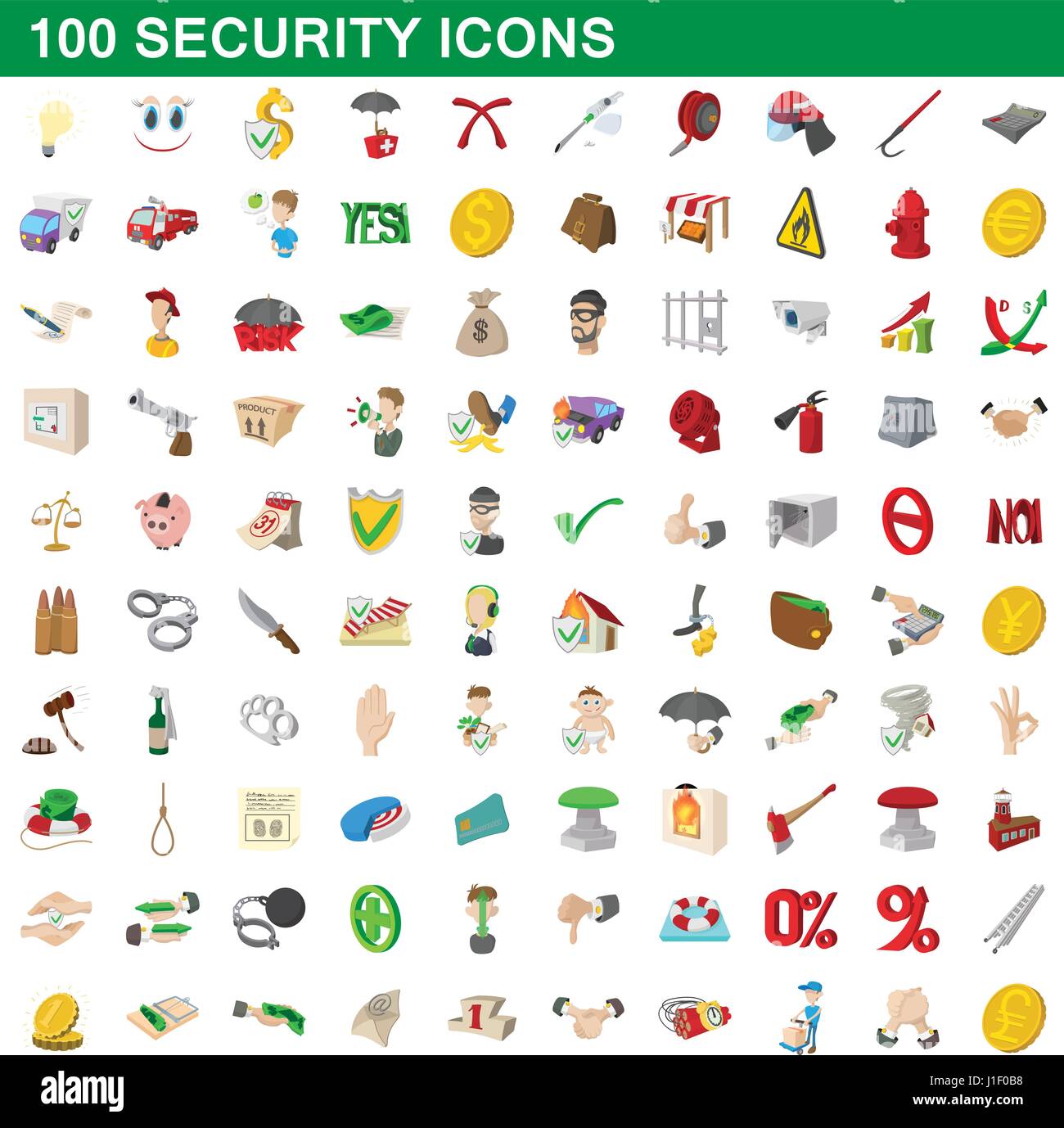 100 security icons set, cartoon style Stock Vector Image & Art - Alamy