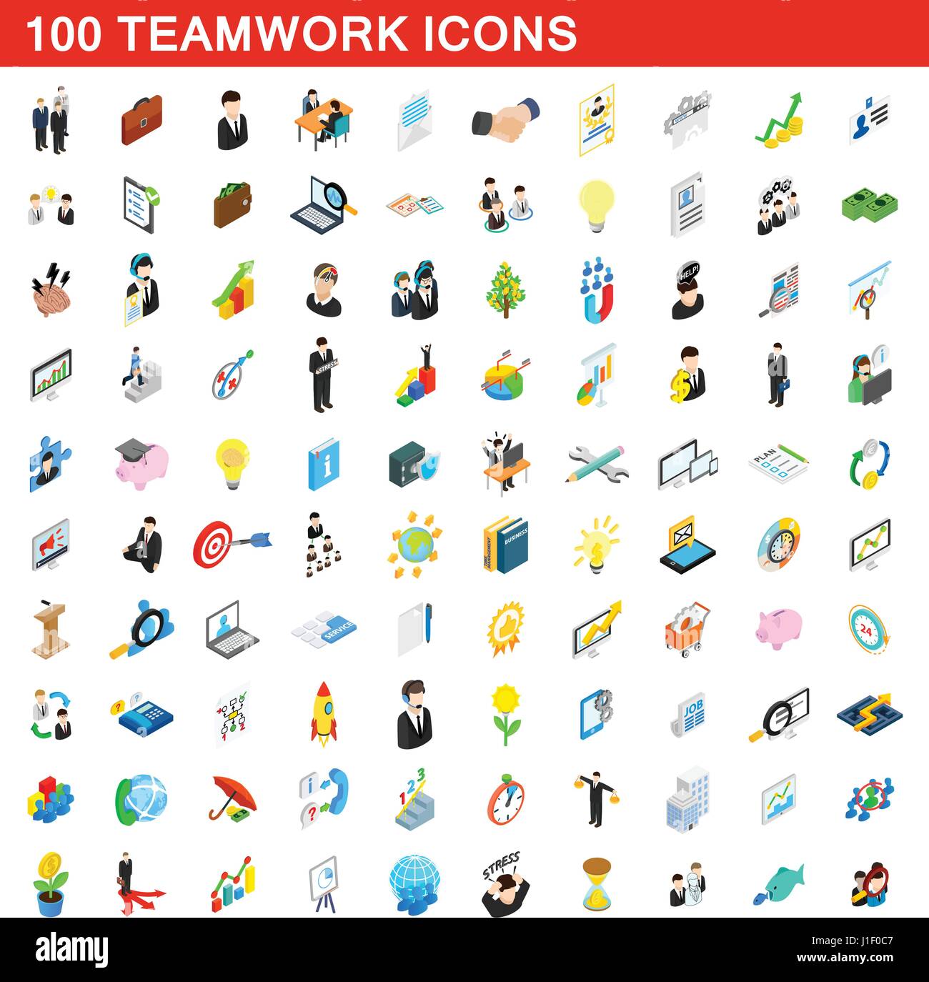 100 teamwork icons set, isometric 3d style Stock Vector Image & Art - Alamy