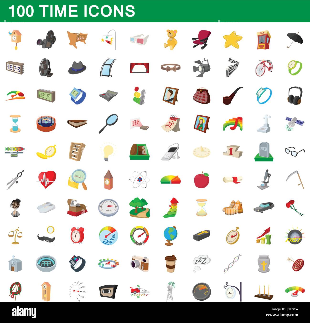 100 time icons set, cartoon style Stock Vector Image & Art - Alamy