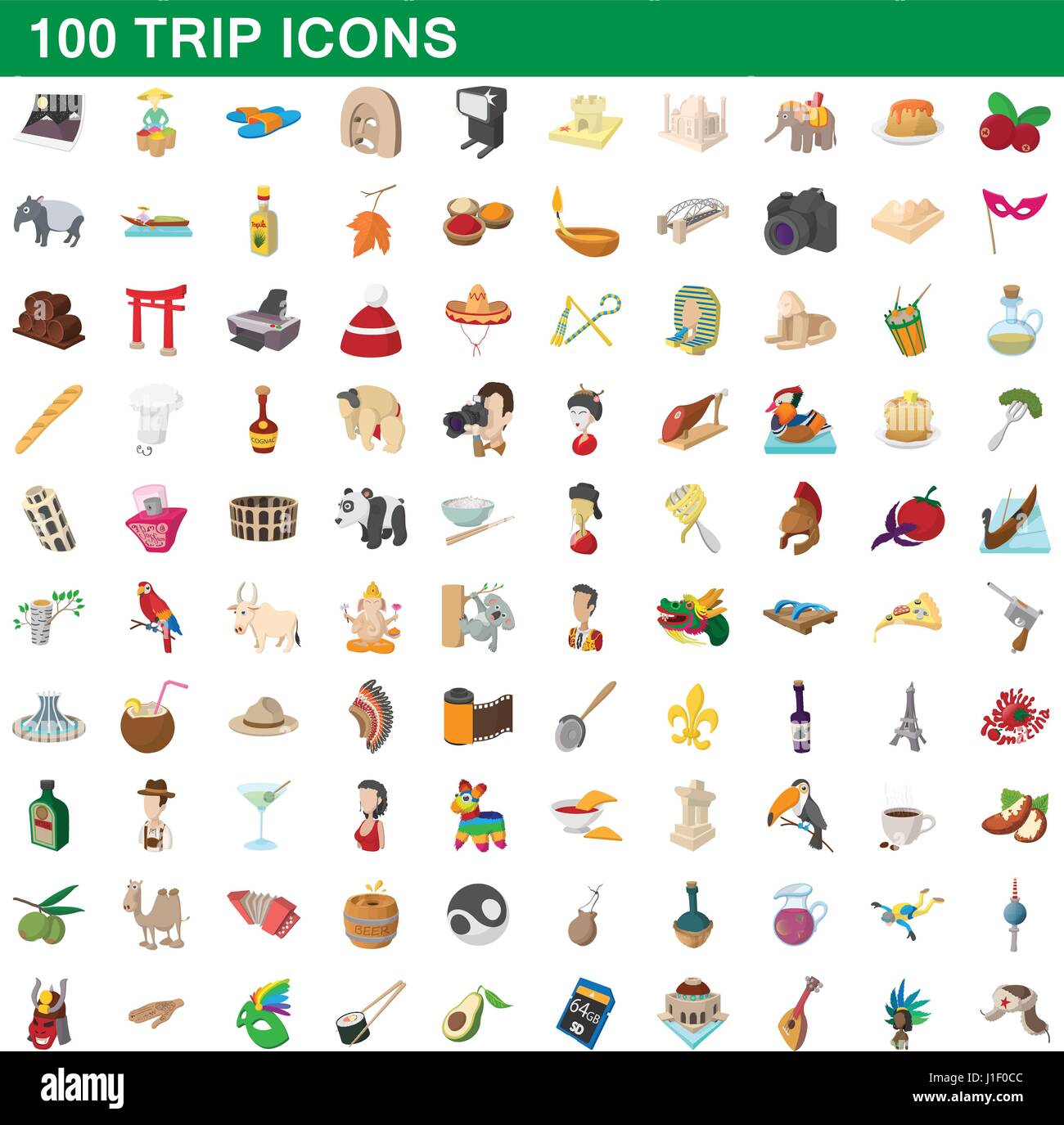 100 trip icons set, cartoon style Stock Vector Image & Art - Alamy
