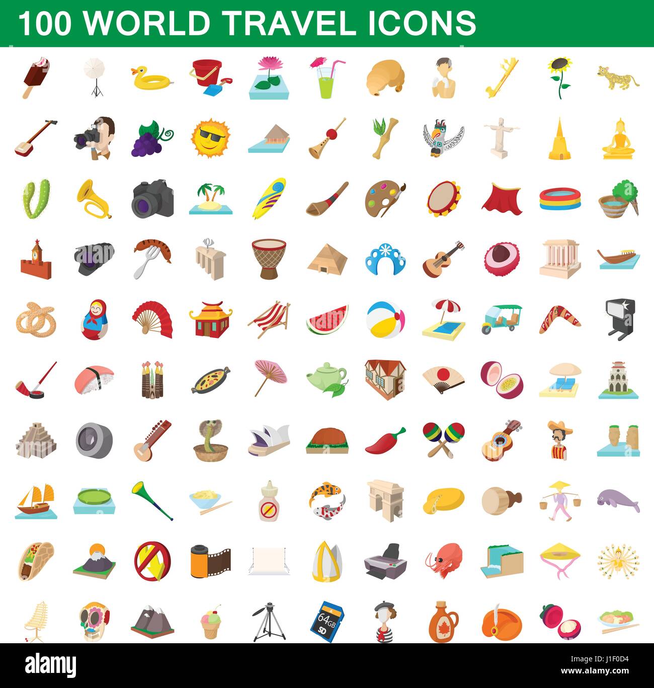 100 world travel icons set, cartoon style Stock Vector Image & Art - Alamy