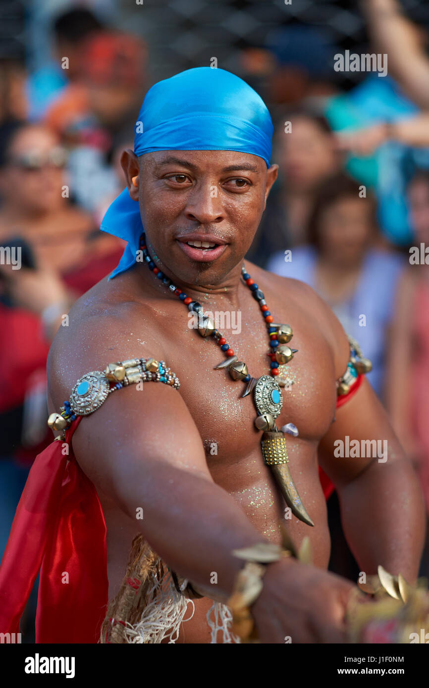 Male dancer of African descent (Afrodescendiente) performing at the ...