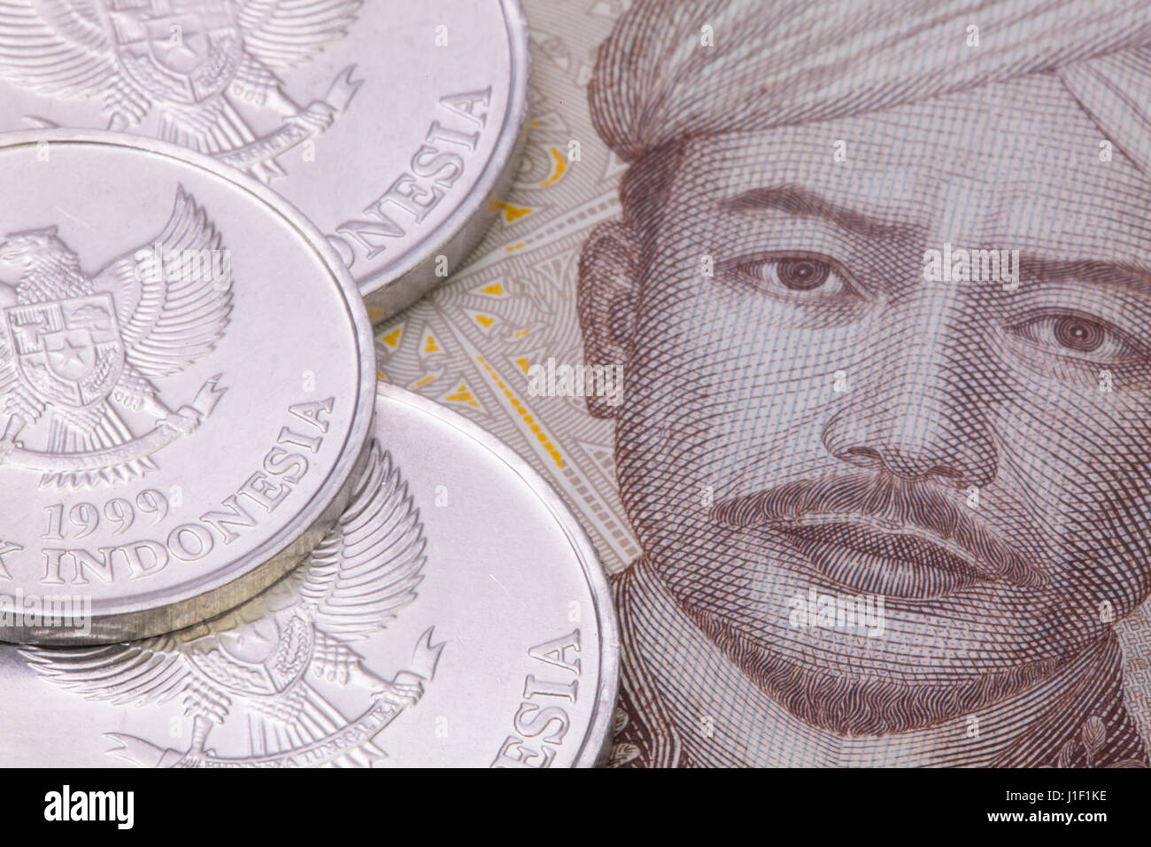 Detail of different Indonesian rupiah coins on the table Stock Photo ...