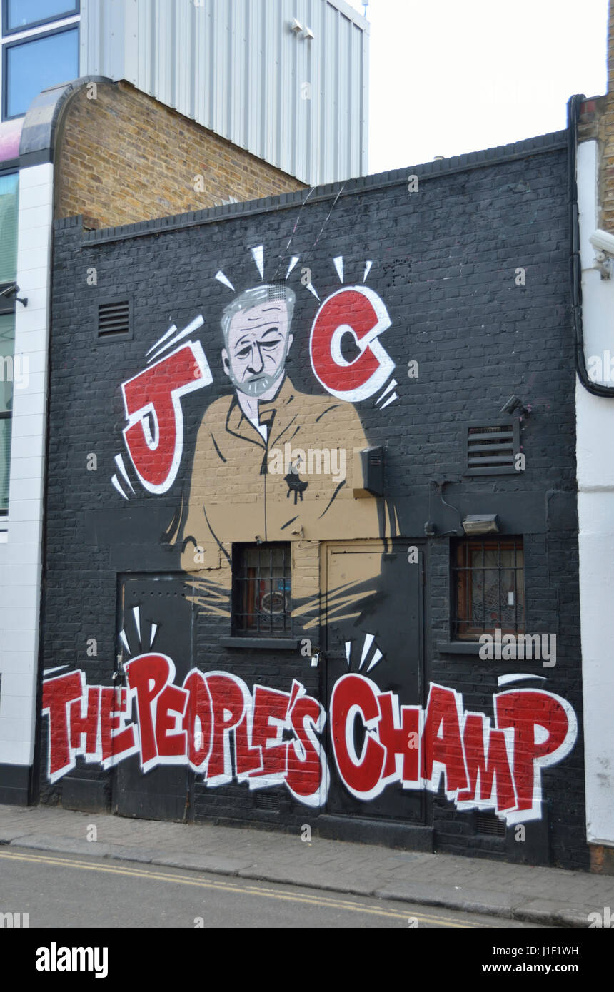 Jeremy Corbyn JC The People’s Champ mural painting on a wall Stock ...