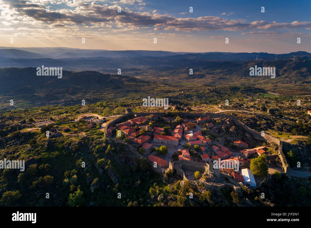 Aerial view of the historic village of Sortelha in Portugal; Concept ...