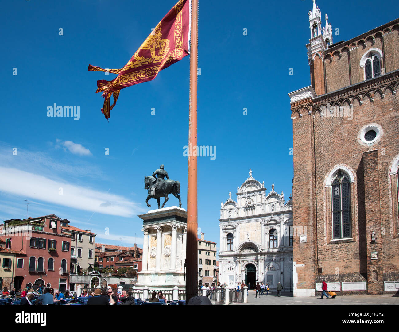 Campo San Giovanni e Paolo square with statue of Bartolomeo Colleoni ...