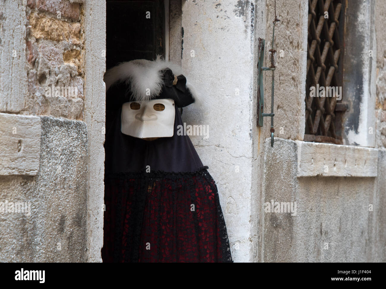 Plague doctor traditional Venice carnival costume with beaked mask on ...