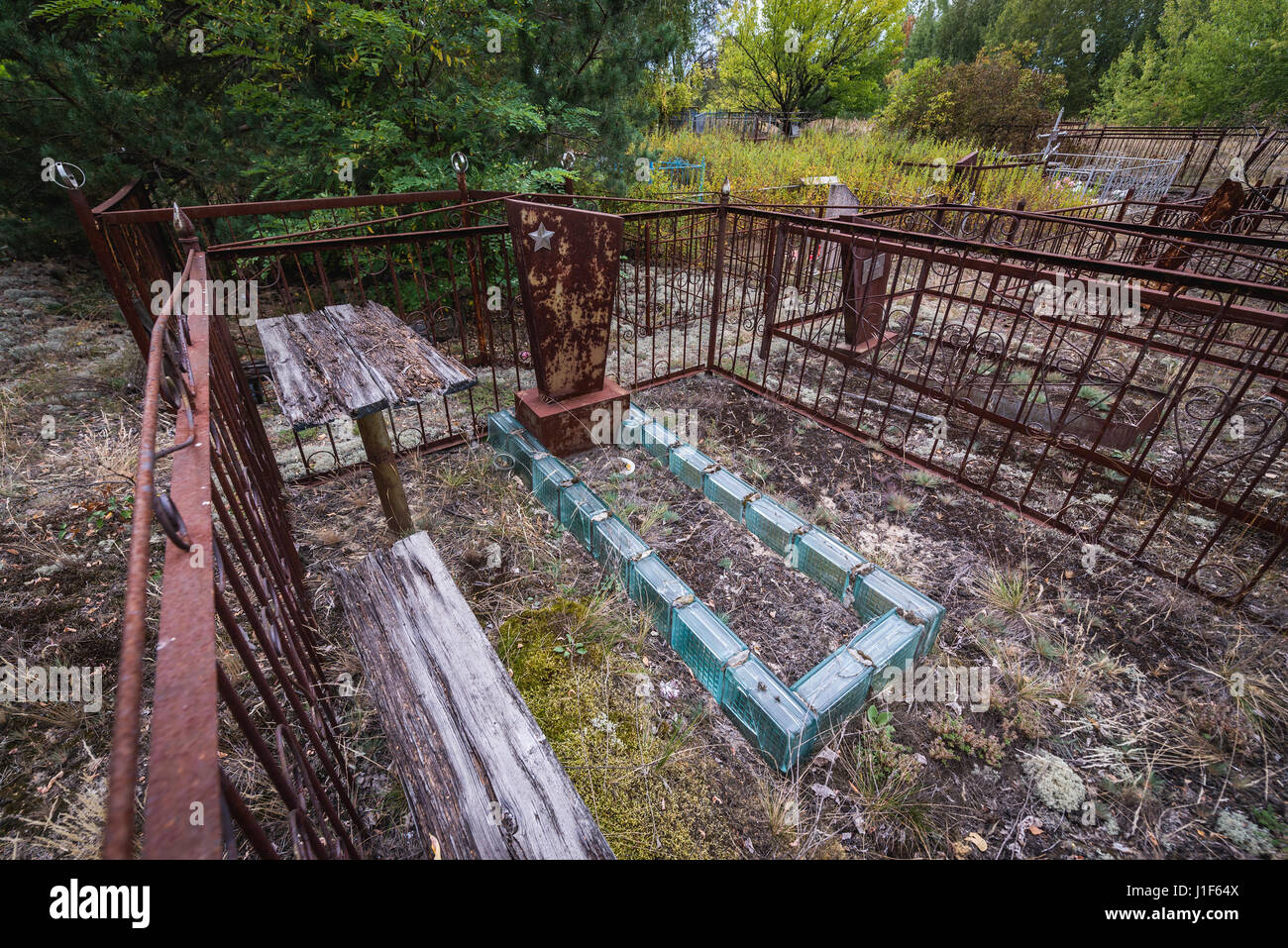 Cemetery in Pripyat ghost city of Chernobyl Nuclear Power Plant Zone of ...