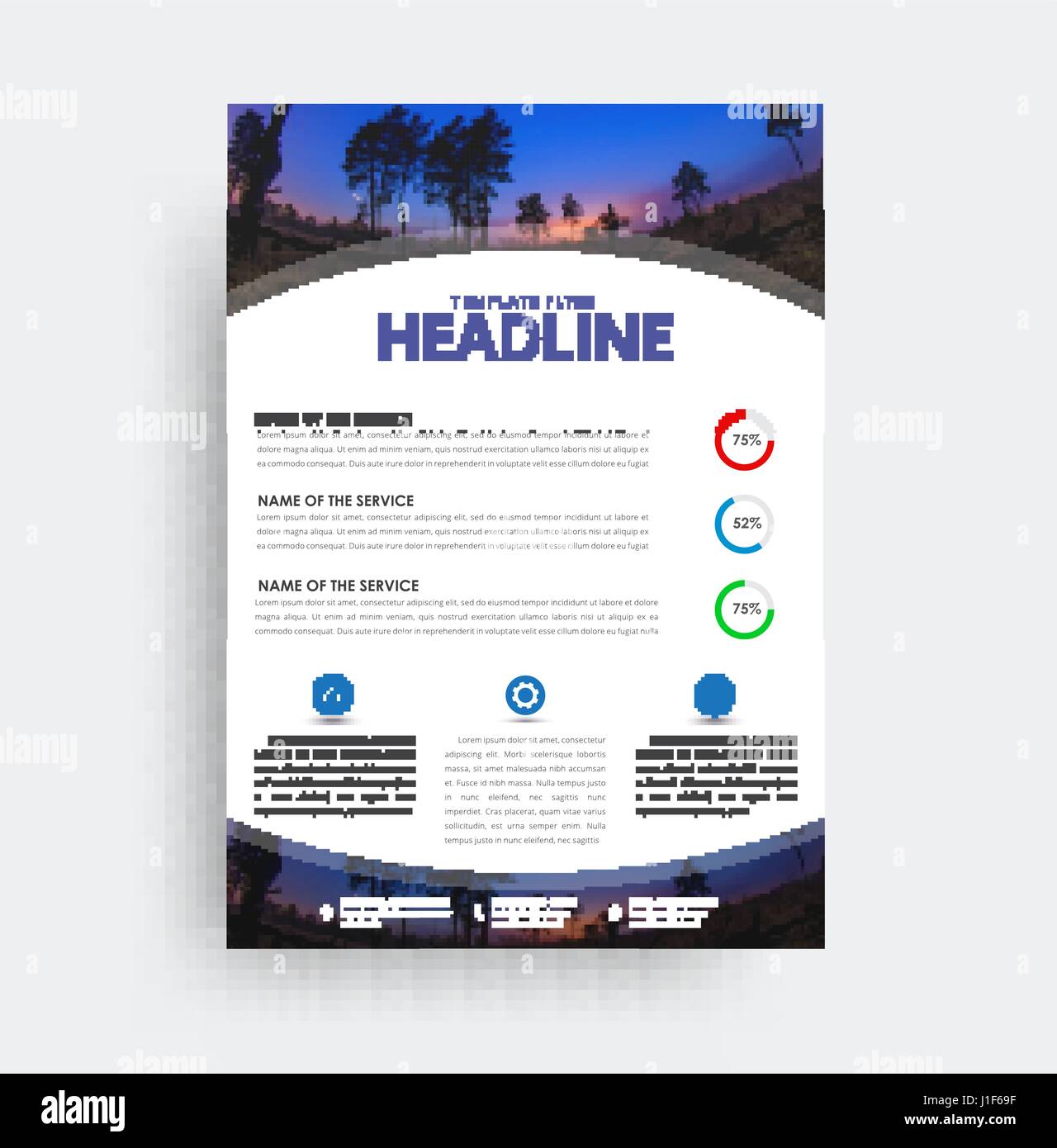 Flyer format A4 format. Design of a cover with round elements and a ...