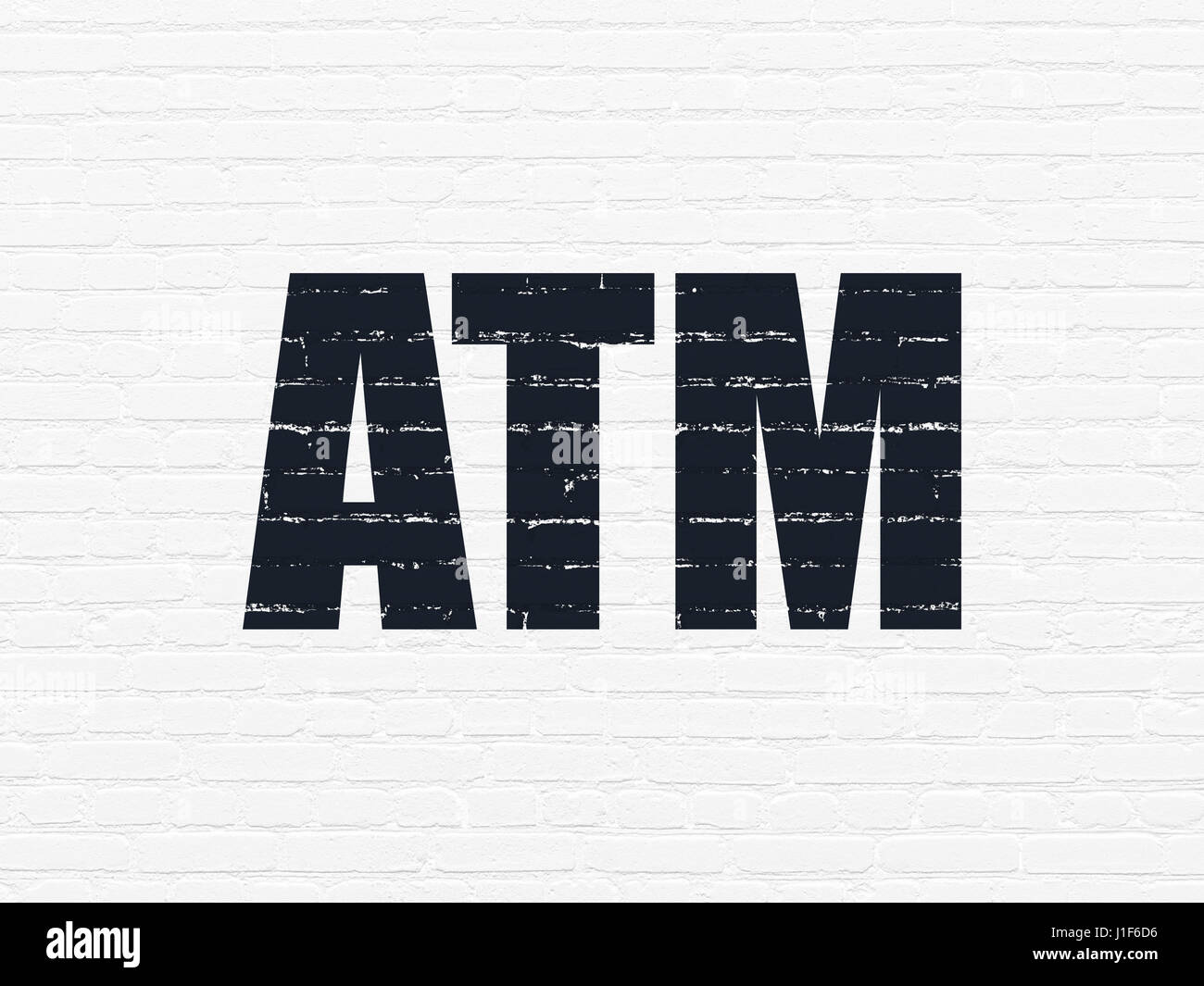 Banking concept: ATM on wall background Stock Photo - Alamy