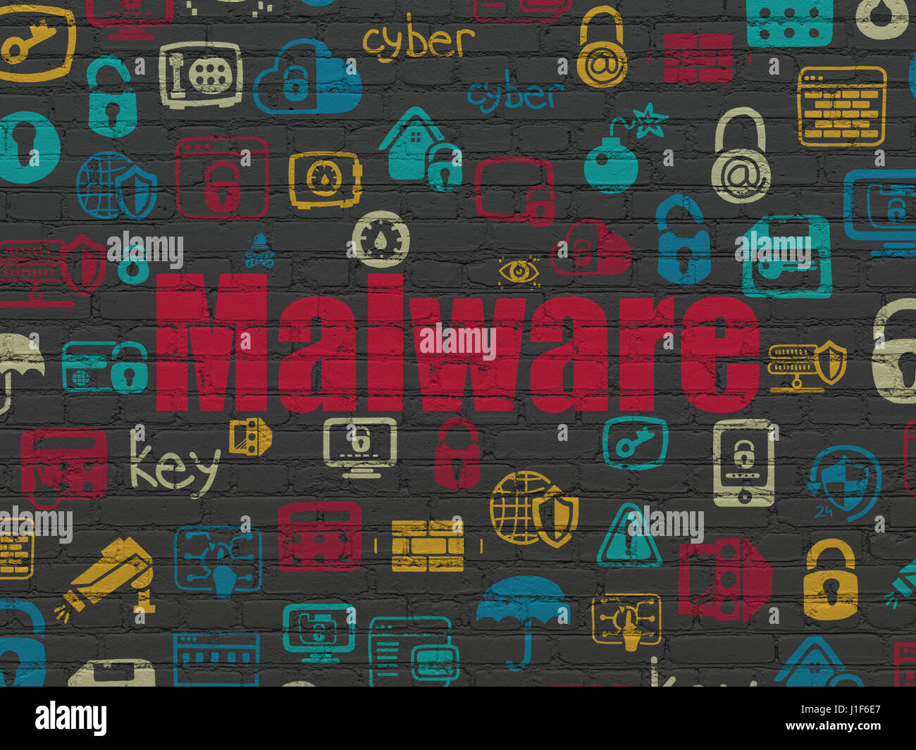 Safety concept: Malware on wall background Stock Photo - Alamy