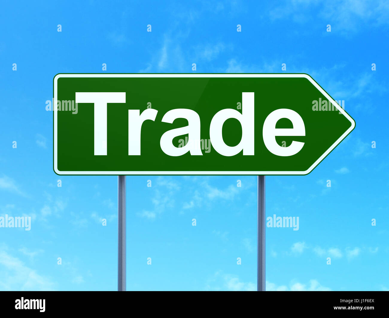 Finance concept: Trade on road sign background Stock Photo - Alamy