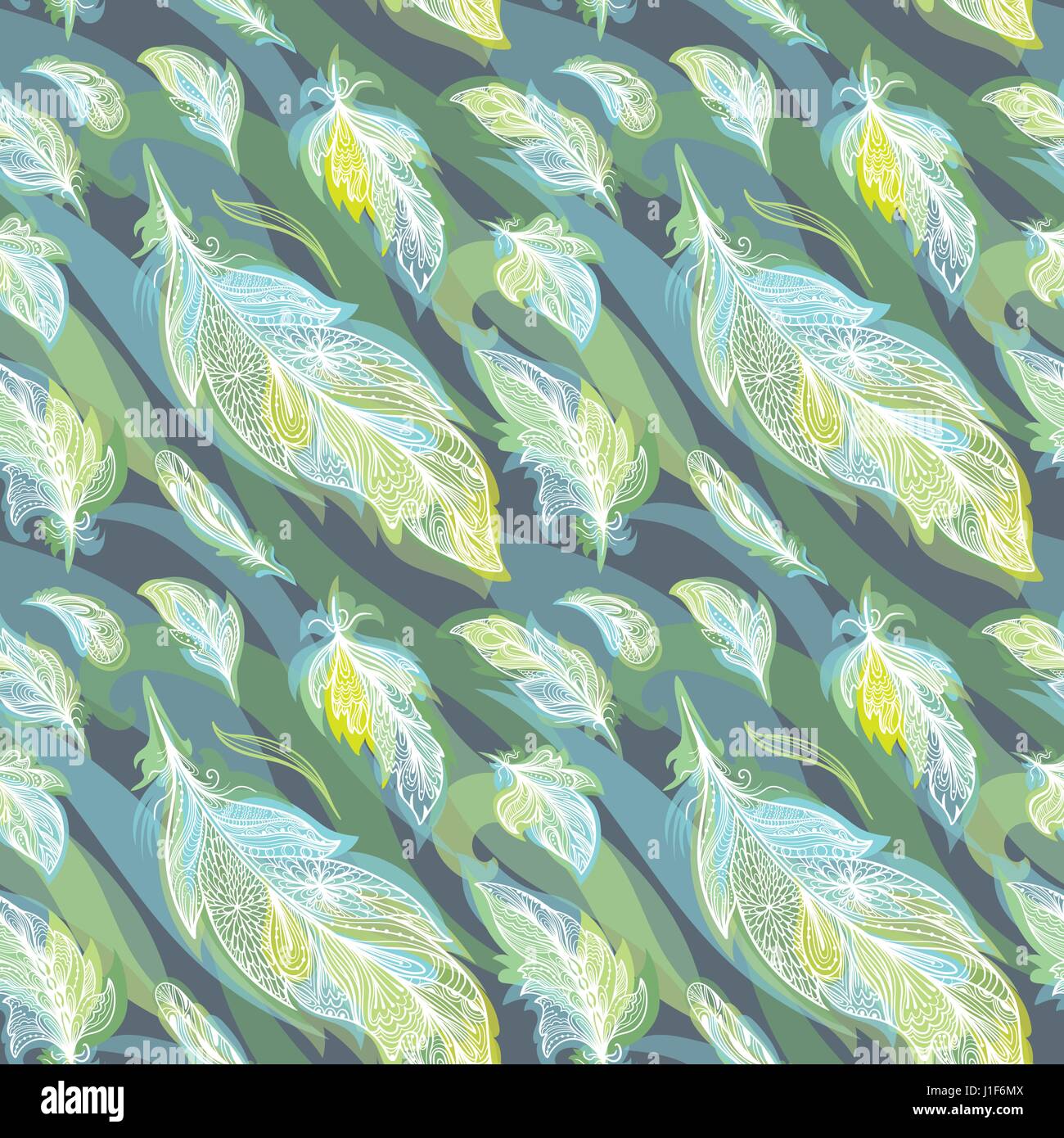 Ornamental boho seamless background in greenery spring colors for ...
