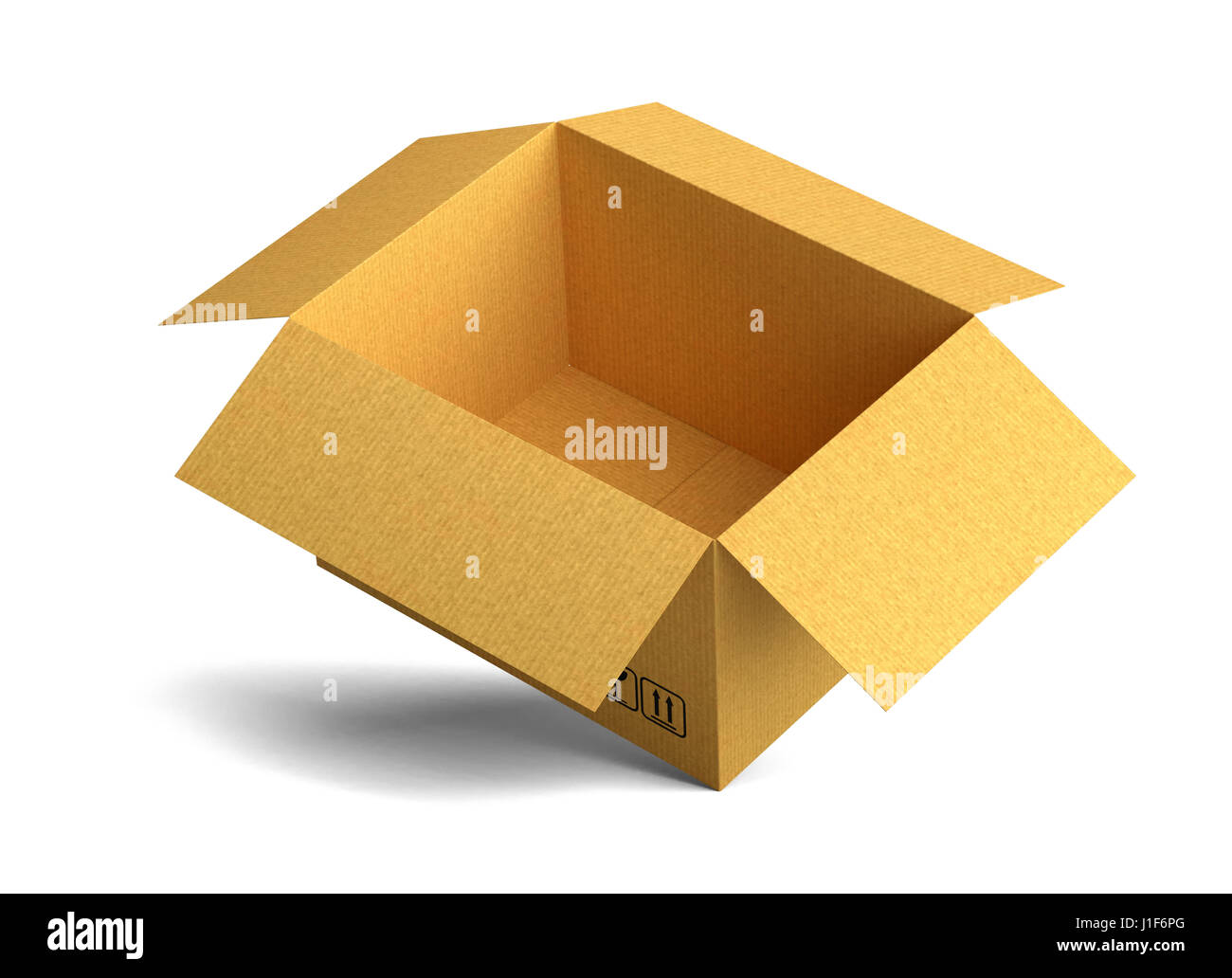 Open empty packing carton box stands on corner Stock Photo - Alamy