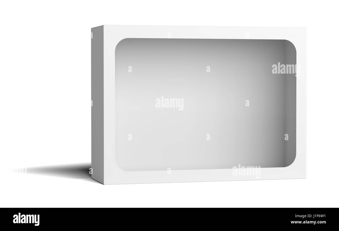 White empty packing box with cutout in the middle Stock Photo - Alamy