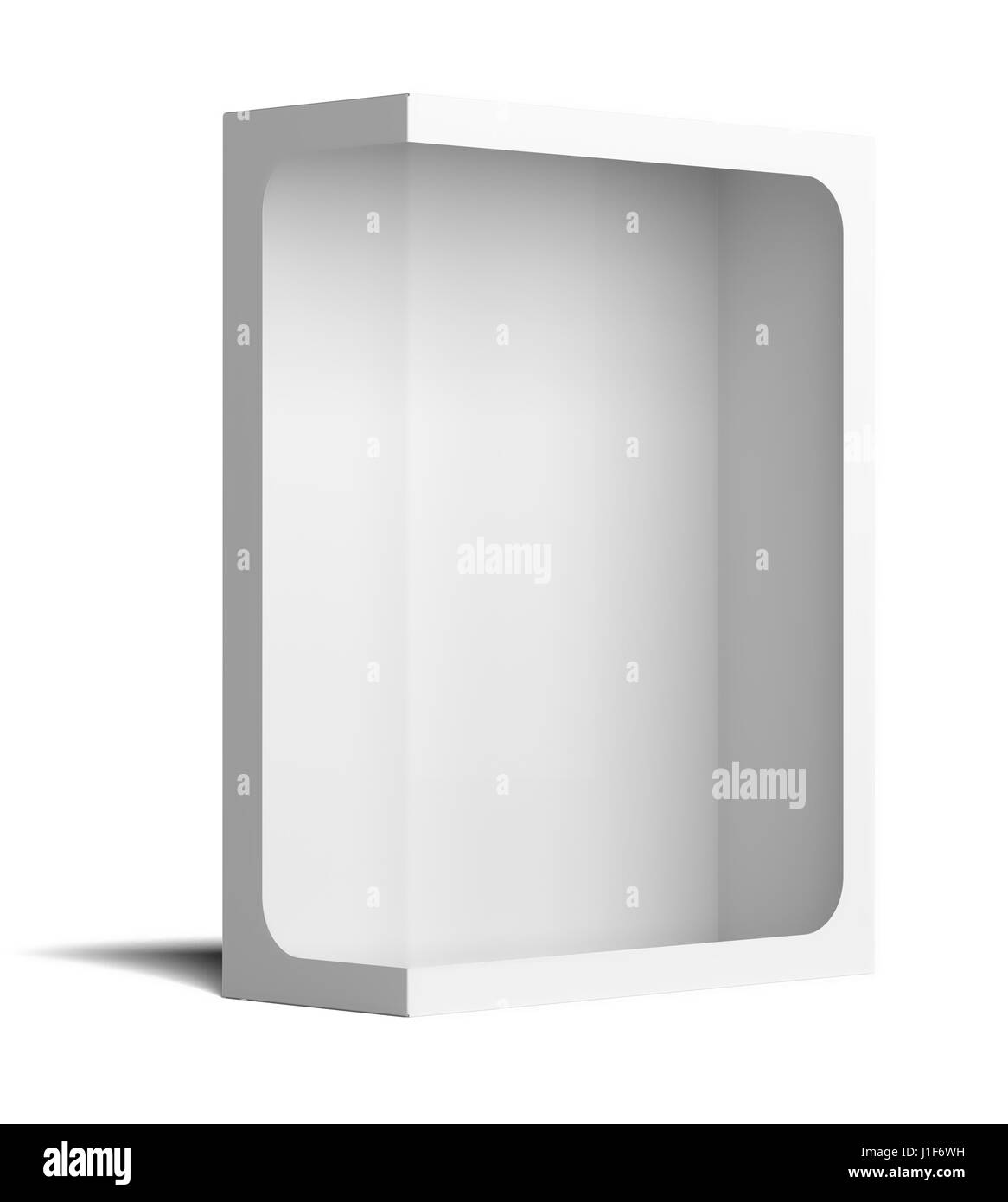 White empty packing box with cutout in the middle Stock Photo - Alamy