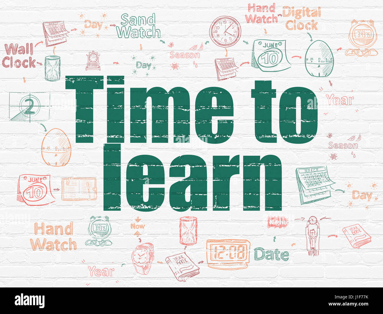 Time concept: Time to Learn on wall background Stock Photo - Alamy