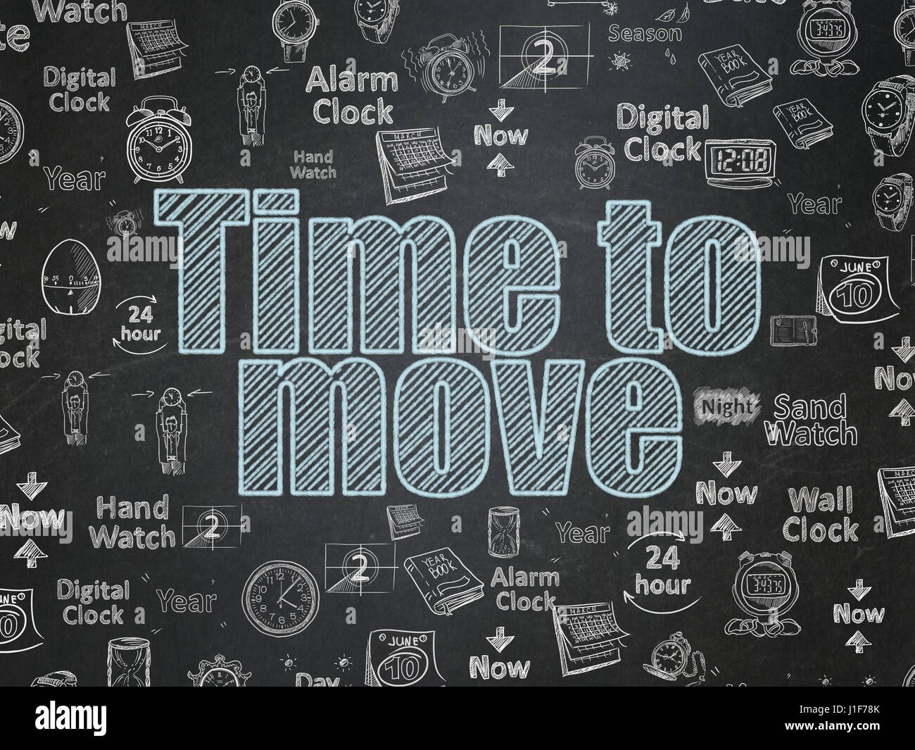 Timeline concept: Time to Move on School board background Stock Photo ...