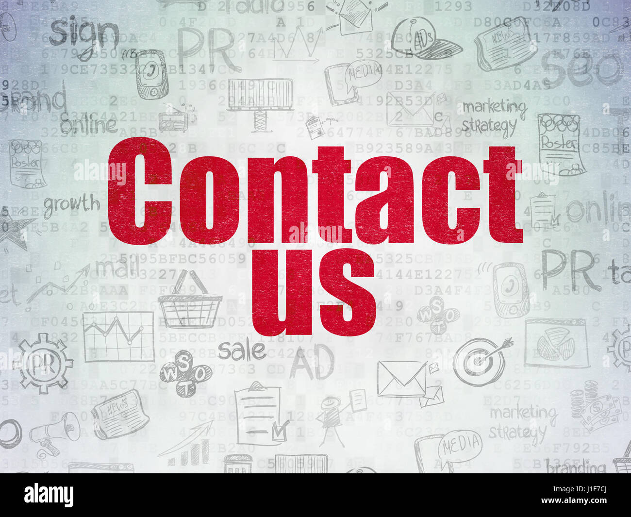 Advertising concept: Contact Us on Digital Data Paper background Stock ...