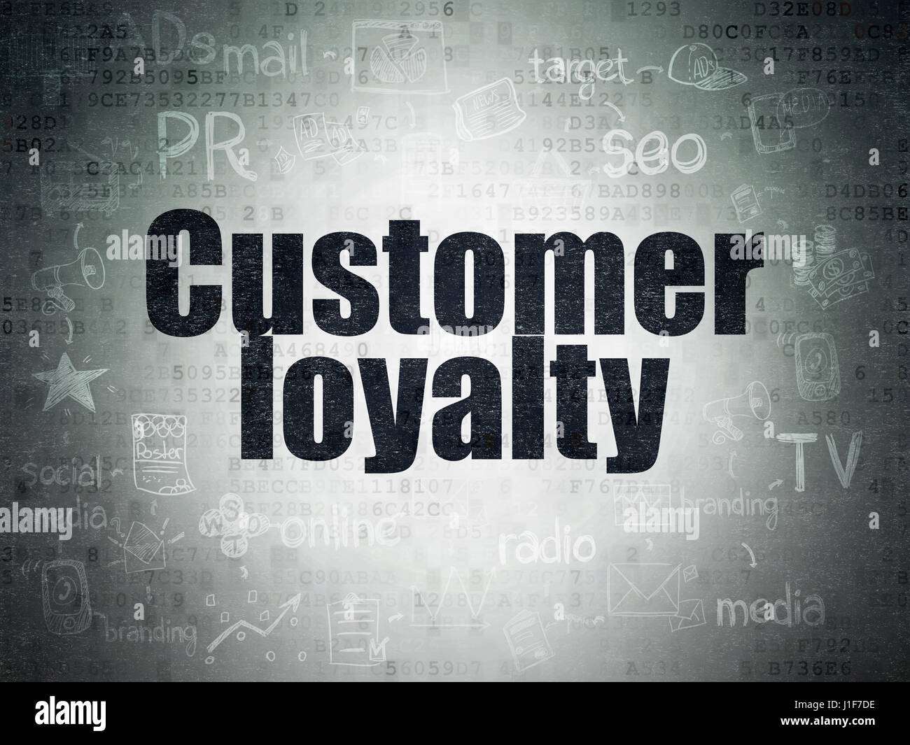 Marketing concept: Customer Loyalty on Digital Data Paper background ...