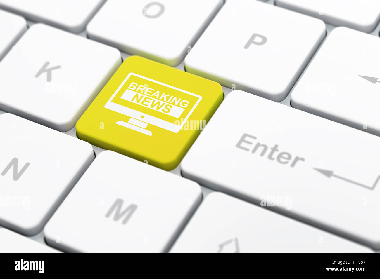 News concept: Breaking News On Screen on computer keyboard background ...