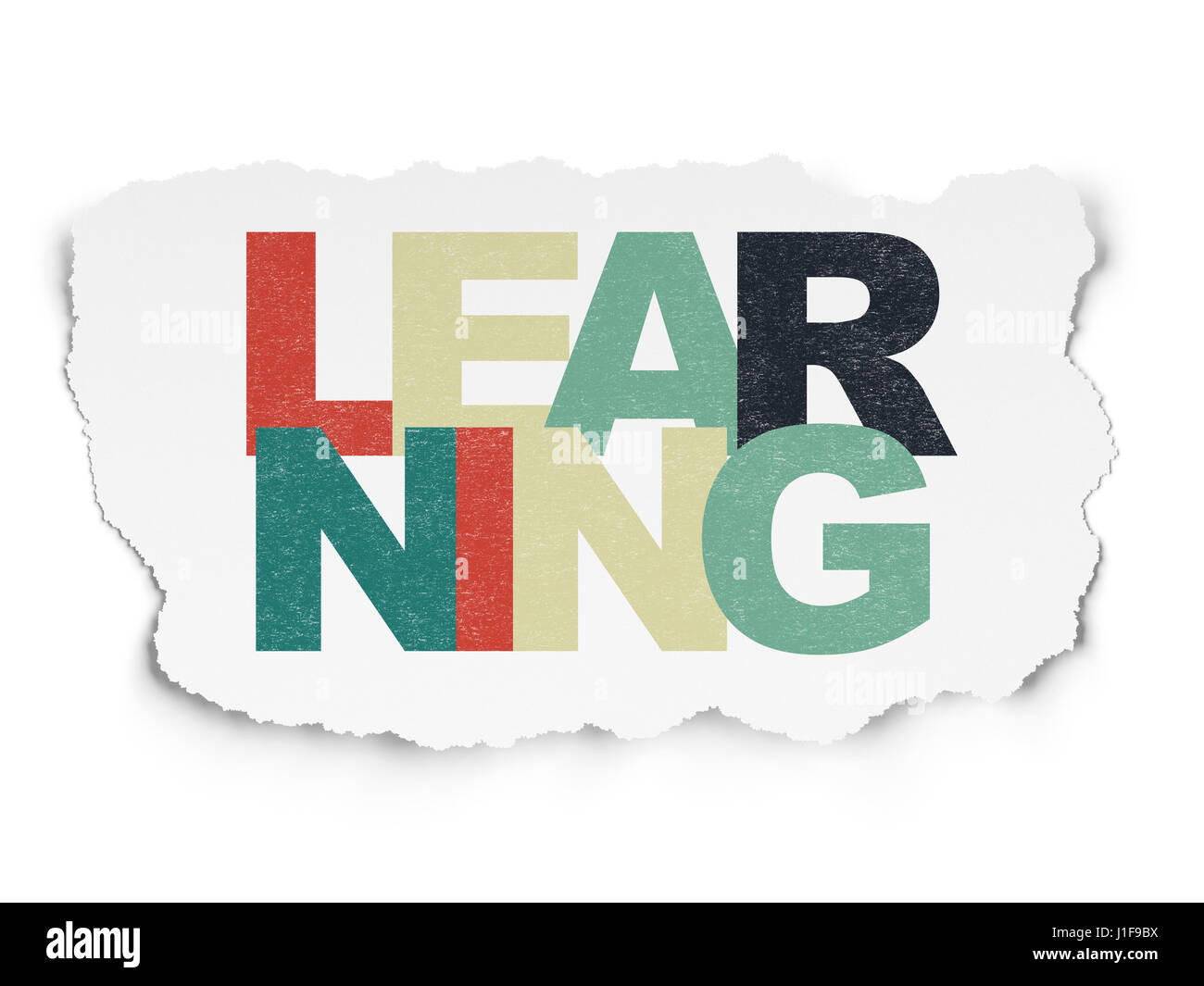 Learning concept: Learning on Torn Paper background Stock Photo - Alamy
