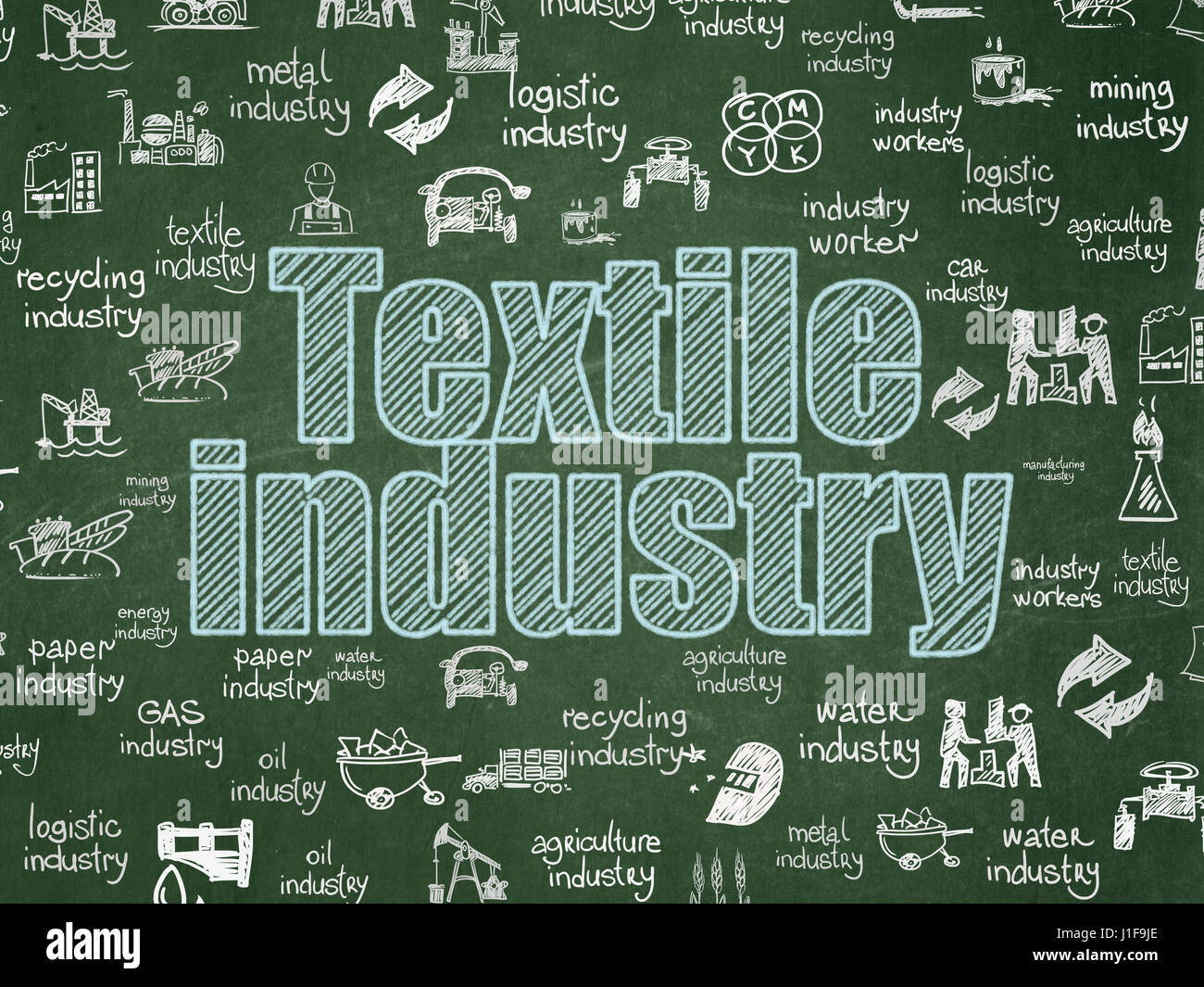 Manufacuring concept: Textile Industry on School board background Stock ...