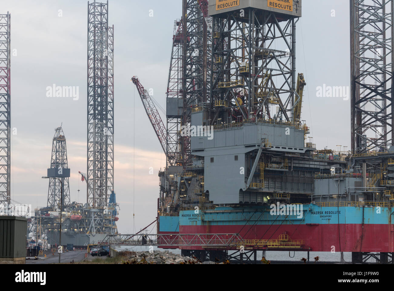 Laid-up oil offshore rigs at Esbjerg Stock Photo - Alamy