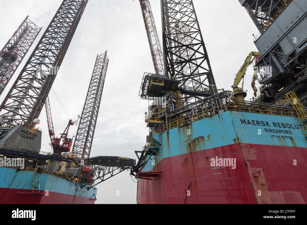 Laid-up oil offshore rigs at Esbjerg Stock Photo - Alamy