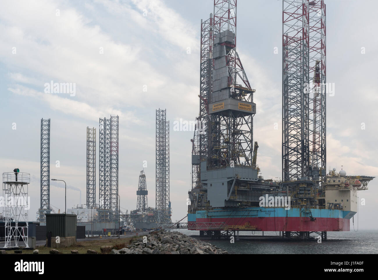 Laid-up oil offshore rigs at Esbjerg Stock Photo - Alamy